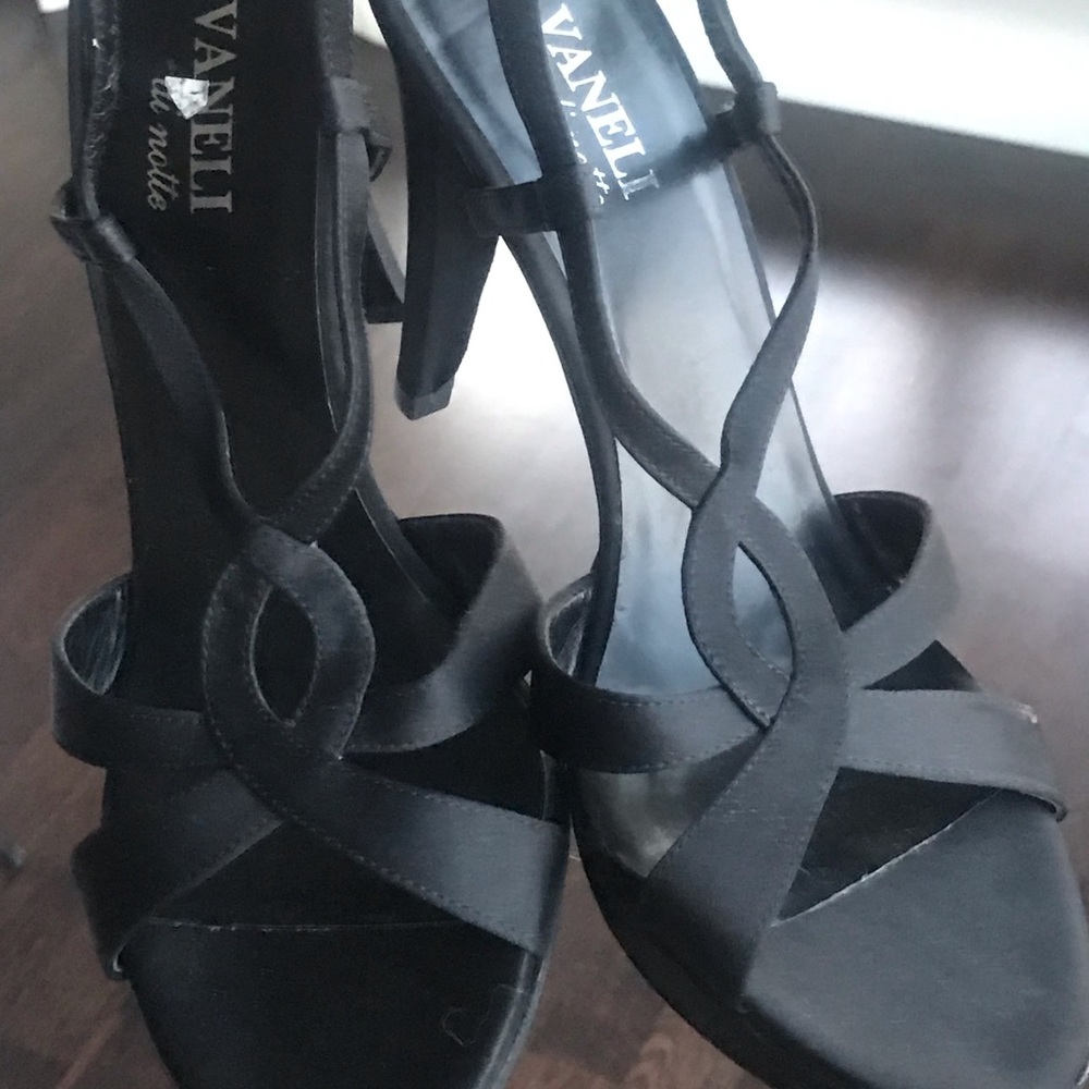 Brand New Italian Cocktail Black Satin Shoes - Gem